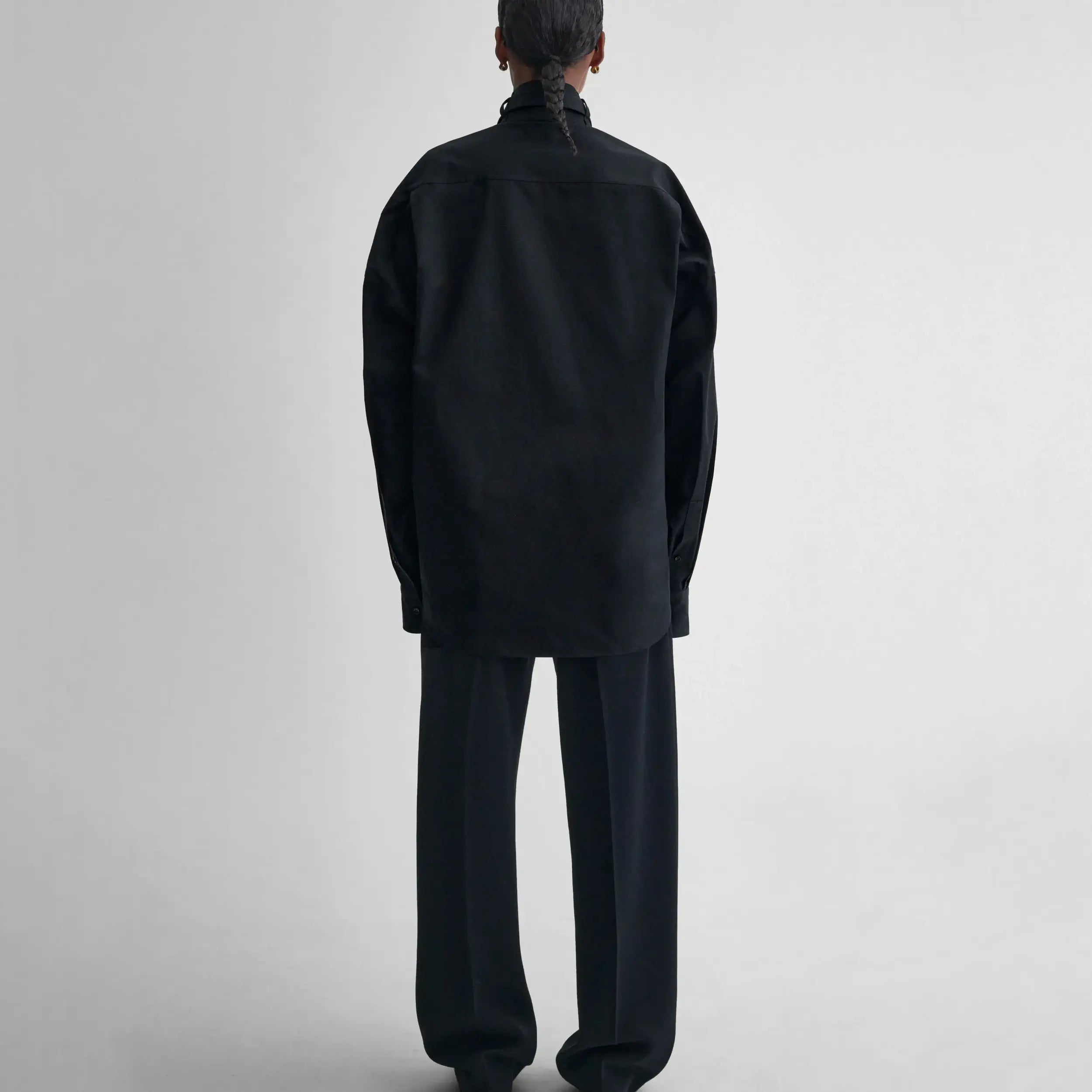 PHOEBE PHILO | BATWING UTILITY SHIRT | BLACK COTTON